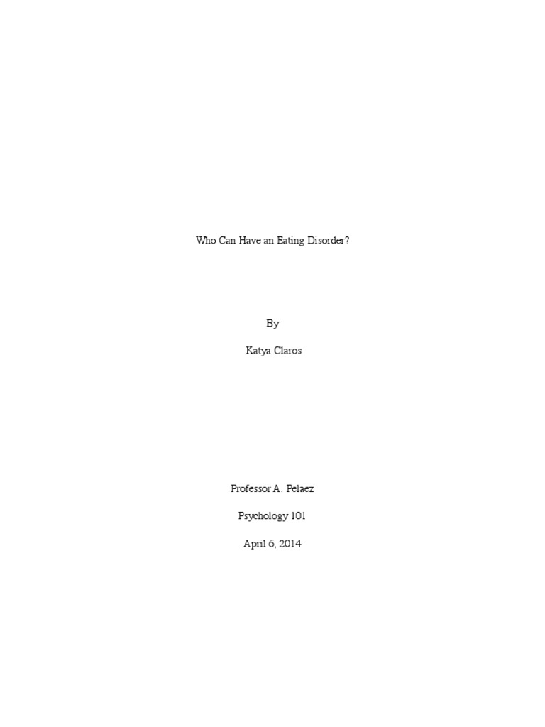 Eating Disorder - Research Paper Psy 101 | PDF | Eating Disorder | Eating