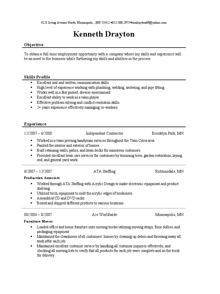 Kenneth Drayton Resume | PDF