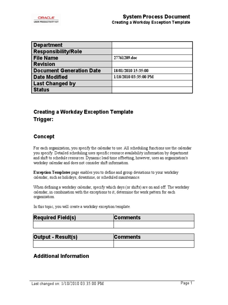 Creating A Workday Exception Template - SPD | PDF | Document | Software