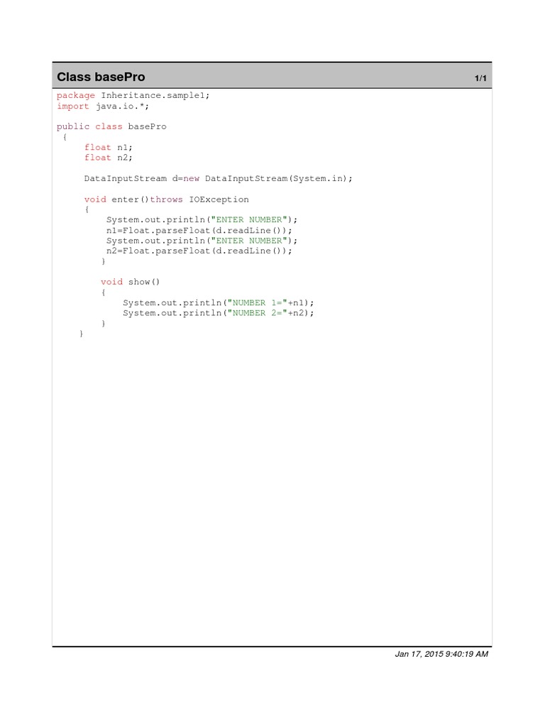 Java Inheritance Multiplication Example | PDF