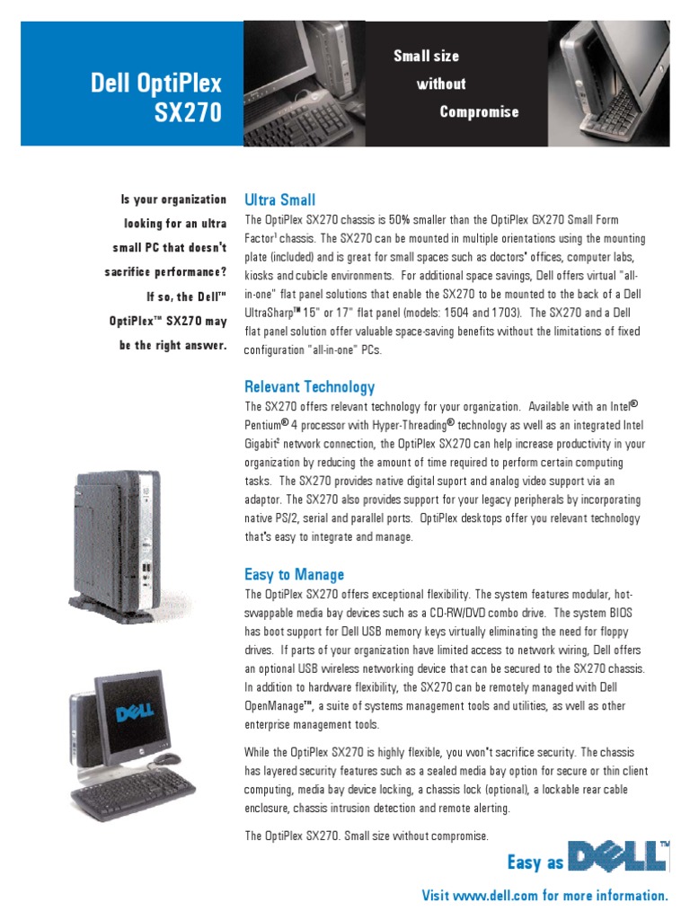 DELL Optiplex Sx270 - Spec | PDF | Desktop Computer | Personal Computers