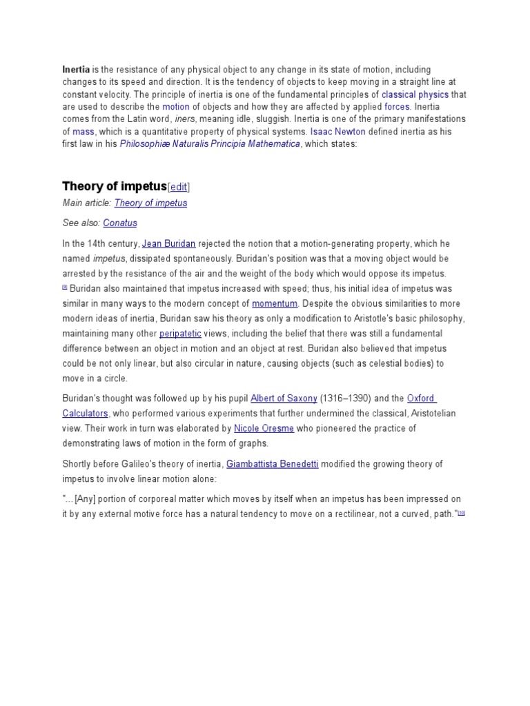 Theory of Impetus: Classical Physics Motion Forces Mass Isaac Newton ...