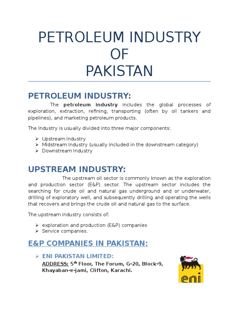 Petroleum Industry of Pakistan | PDF | Oil Refinery | Petroleum Industry