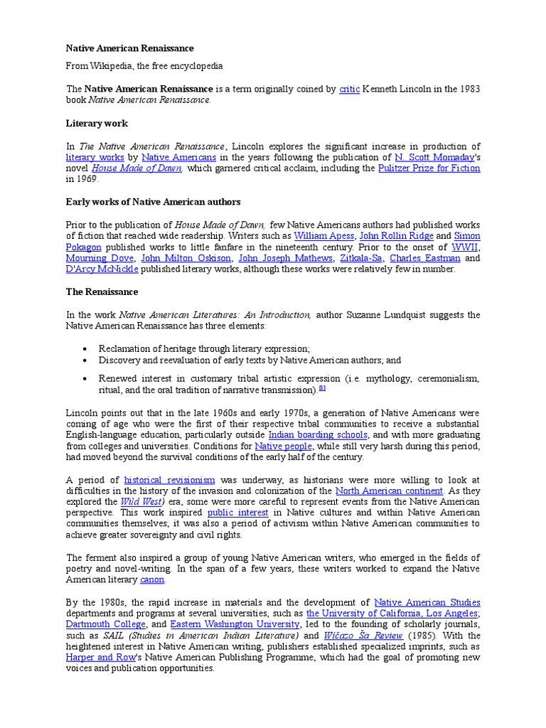 Native American Renaissance | PDF | Critical Theory | Indigenous ...