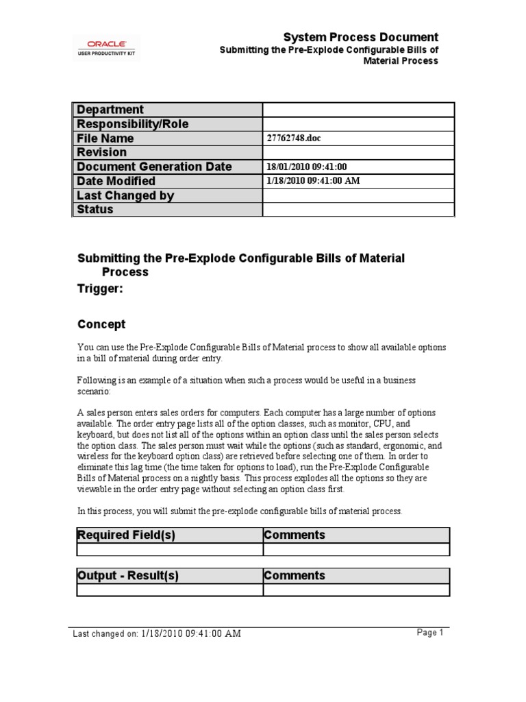 Submitting The Pre-Explode Configurable Bills of Material Process - SPD ...