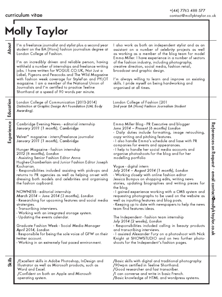 Application - Molly Taylor - Editorial Internship at SHOWSTUDIO PDF | PDF | Fashion | Blog
