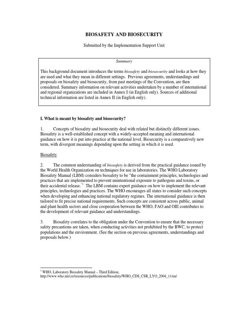 Biosafety vs. Biosecurity Explained | PDF | Global Environment Facility ...
