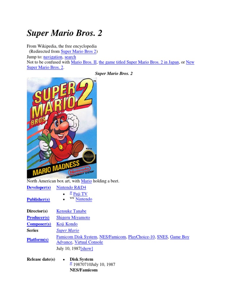 Super Mario Bros 2 Review | PDF | Mario | Nintendo Hardware