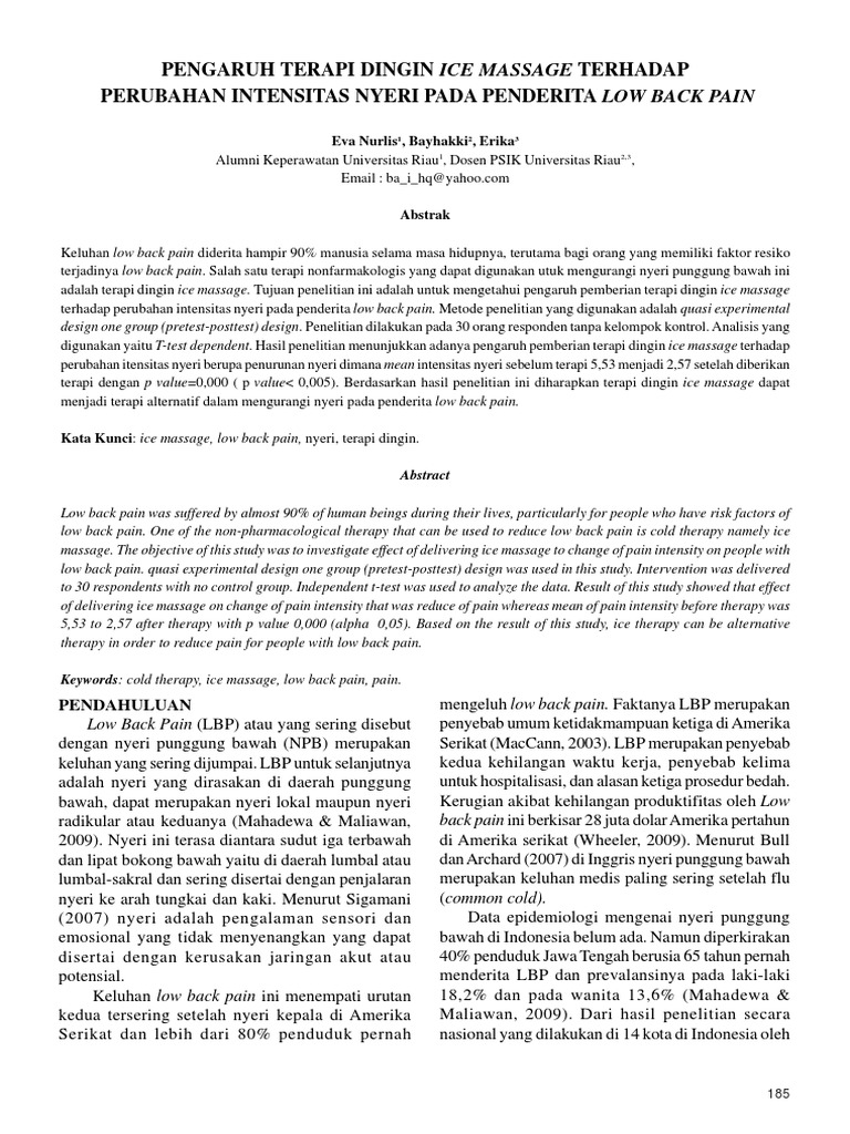 2029-4030-1-SM Pengaruh Terapi Dingin Ice Massage Terhadap Perubahan Intensitas Nyeri Pada ...