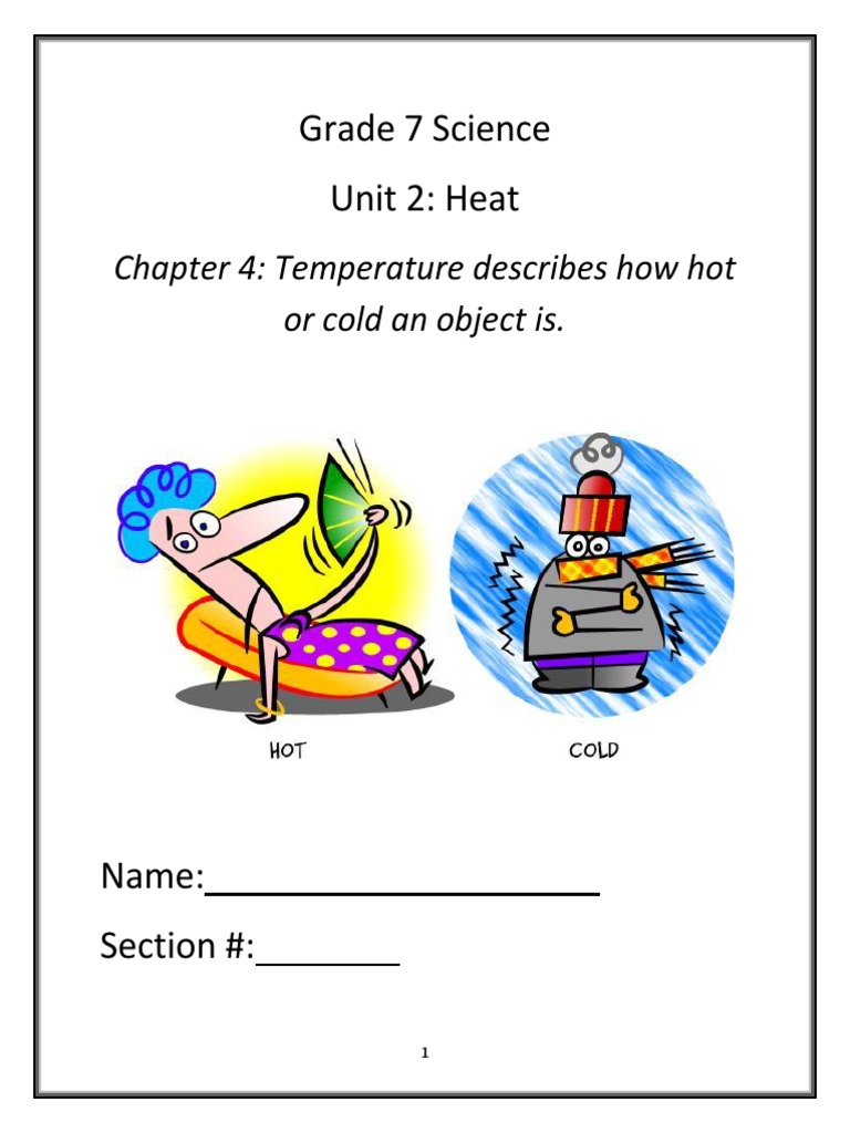 Grade 7 Chapter 4 Workbook | PDF | Thermometer | Temperature
