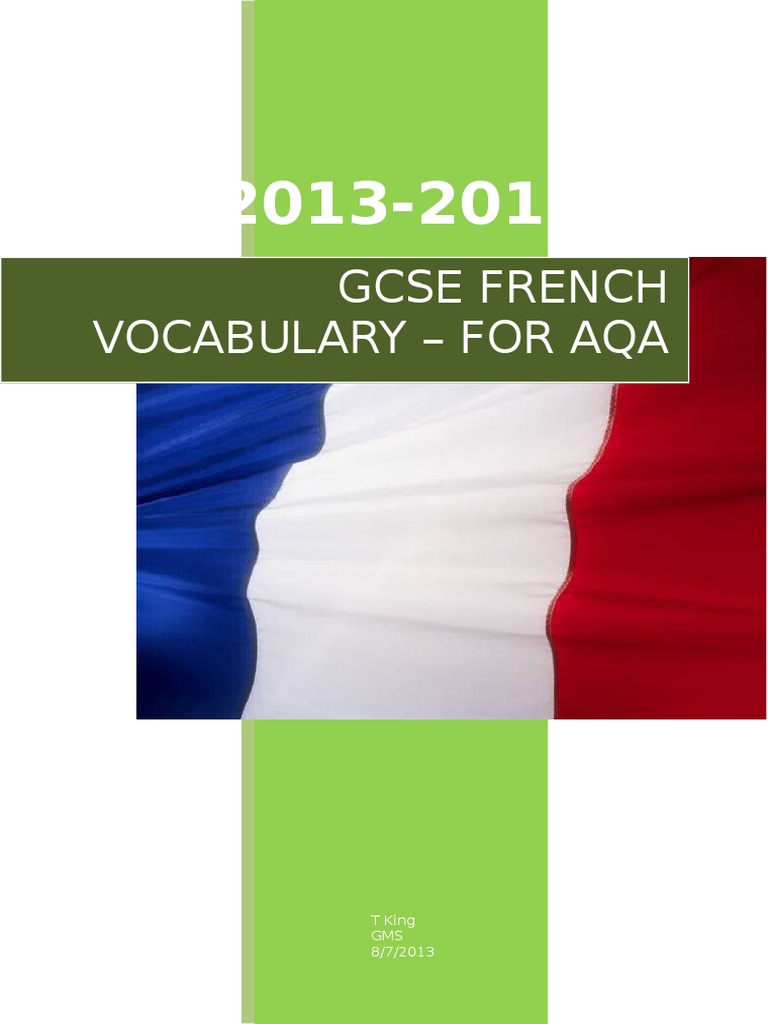 French GCSE AQA Vocabulary | PDF | Foods | Further Education