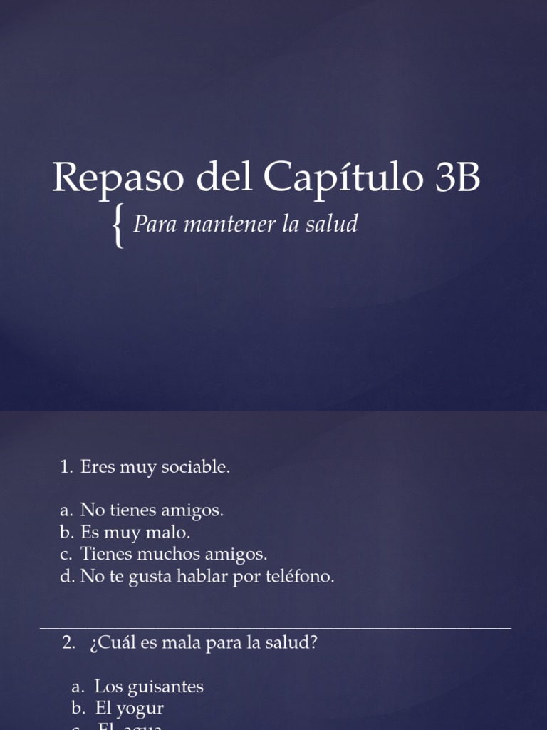 Repaso Del Captulo 3b-Para Mantener La Salud | PDF