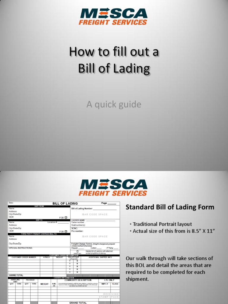 How to fill out a BOL | PDF | Cargo | Bill Of Lading