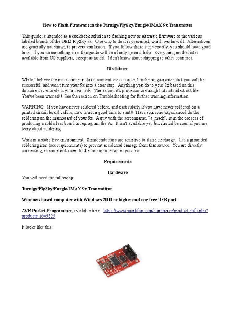 How To Flash Firmware in The Turnigy/FlySky/Eurgle/IMAX 9x Transmitter ...