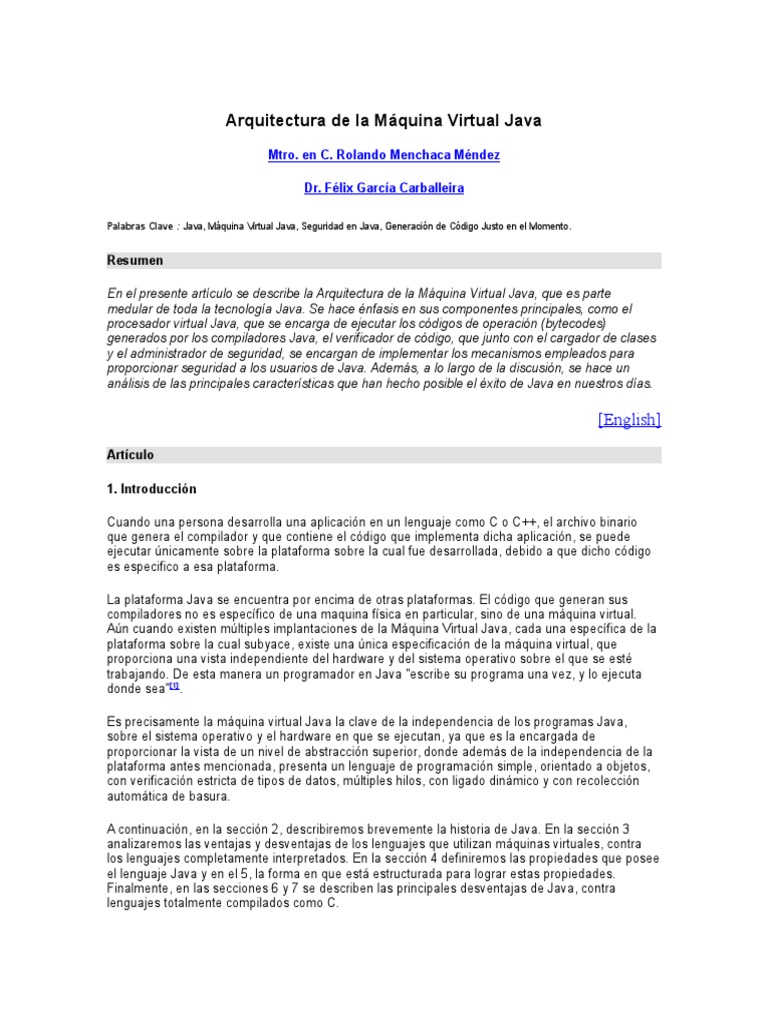 Arquitectura de La Máquina Virtual Java | PDF | Java (lenguaje de ...