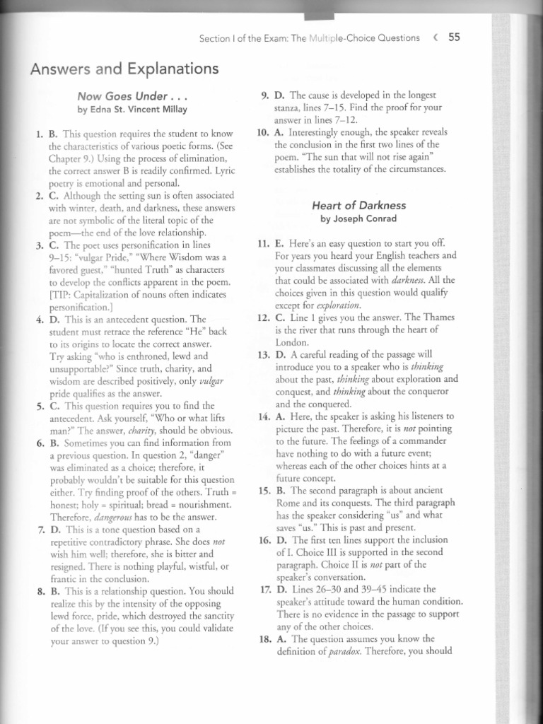 Ap Multiple Choice Practice Answers Millay Poem Hod | PDF | Multiple ...