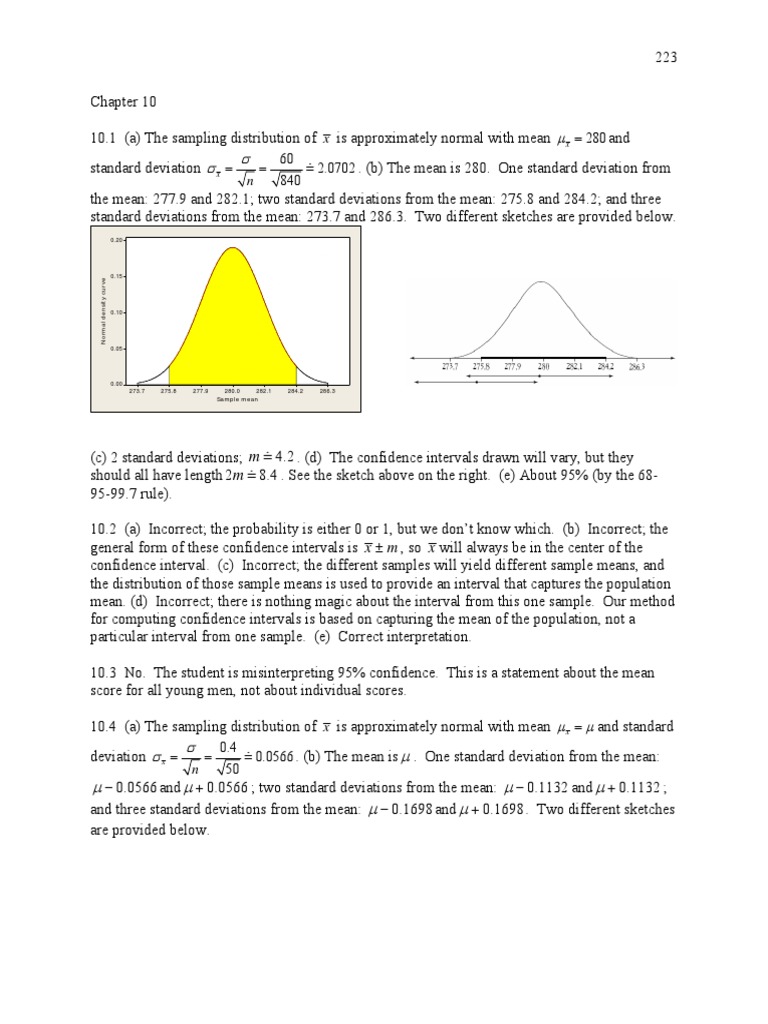 Chapter 10 Solutions | PDF | Margin Of Error | Confidence Interval