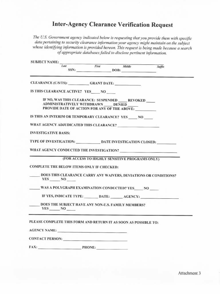 Inter-Agency Clearance Verification Request | PDF