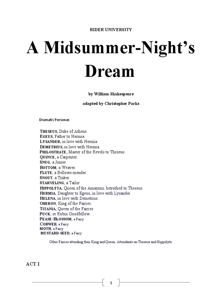 Puck's Role in A Midsummer Night's Dream | PDF | A Midsummer Night's ...