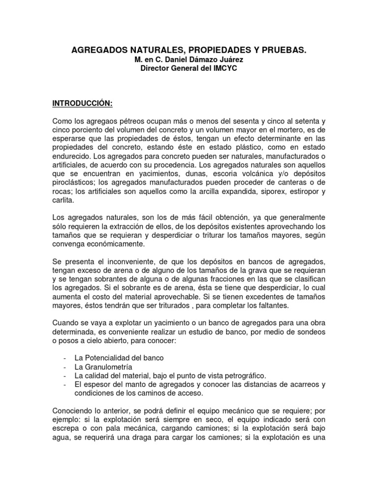 Agregados Naturales para Concreto | PDF | Hormigón | Cemento