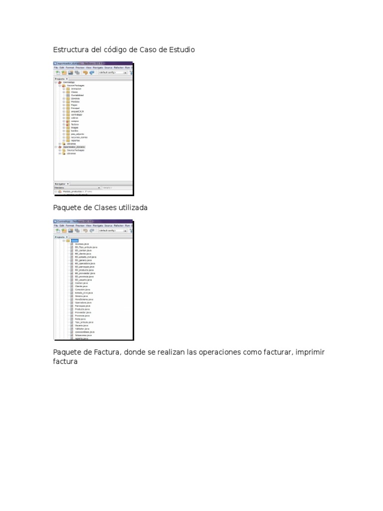 Estructura Del Código de Caso de Estudio | PDF | SQL | Áreas de informática