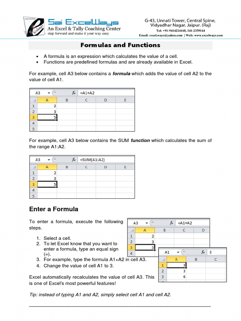 Excel Functions | Formula | Arithmetic