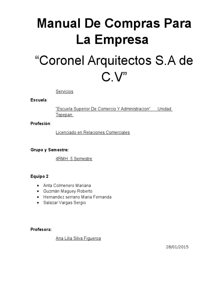 Manual de Compras El Bueno | PDF | Calidad (comercial) | Toma de decisiones