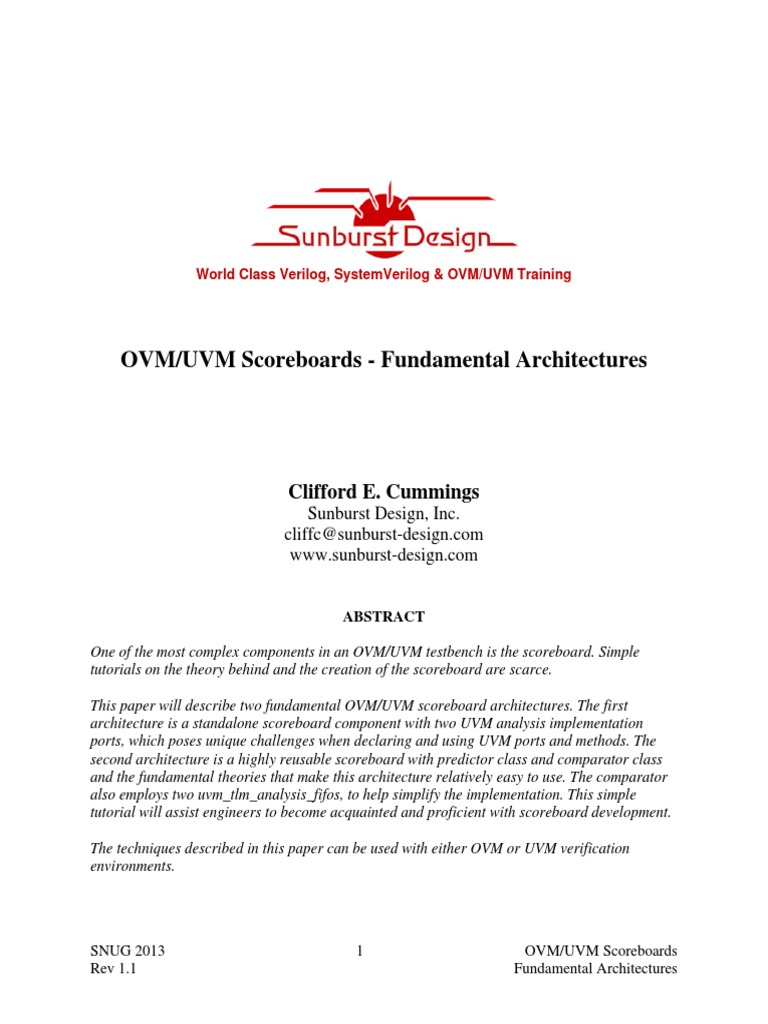 CummingsSNUG2013SV UVM Scoreboards PDF | PDF | Input/Output | Parameter (Computer Programming)
