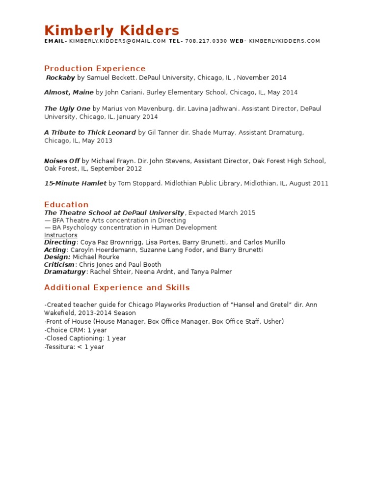 Theatre Resume | PDF