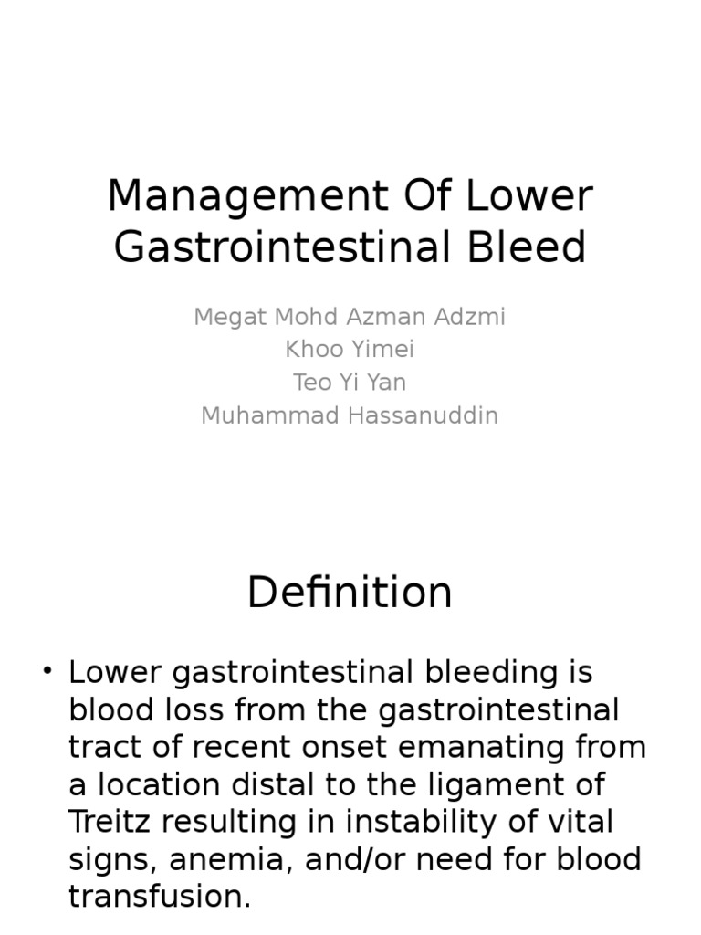 Lower Gastrointestinal Bleeding Management | PDF | Colonoscopy | Bleeding