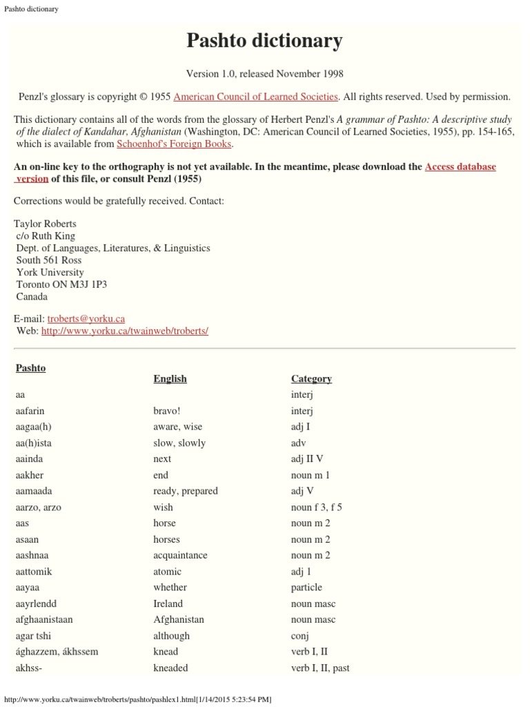 Pashto Dictionary | Download Free PDF | Verb | Linguistic Typology