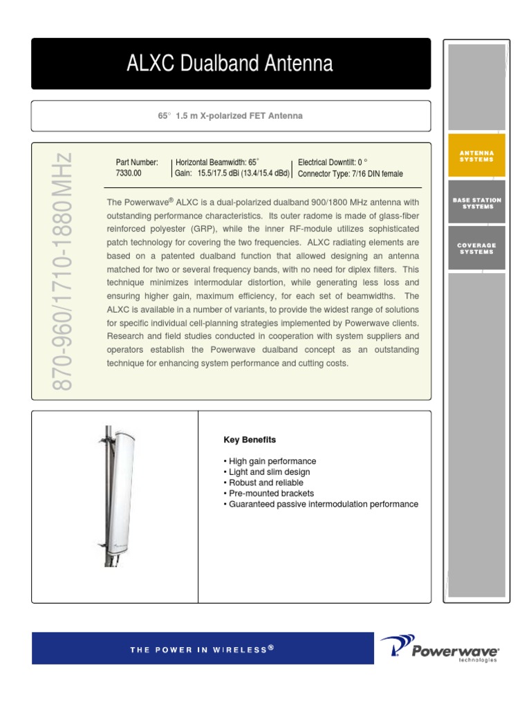 Powerwave 7330.00 | PDF | Antenna (Radio) | Telecommunications Engineering
