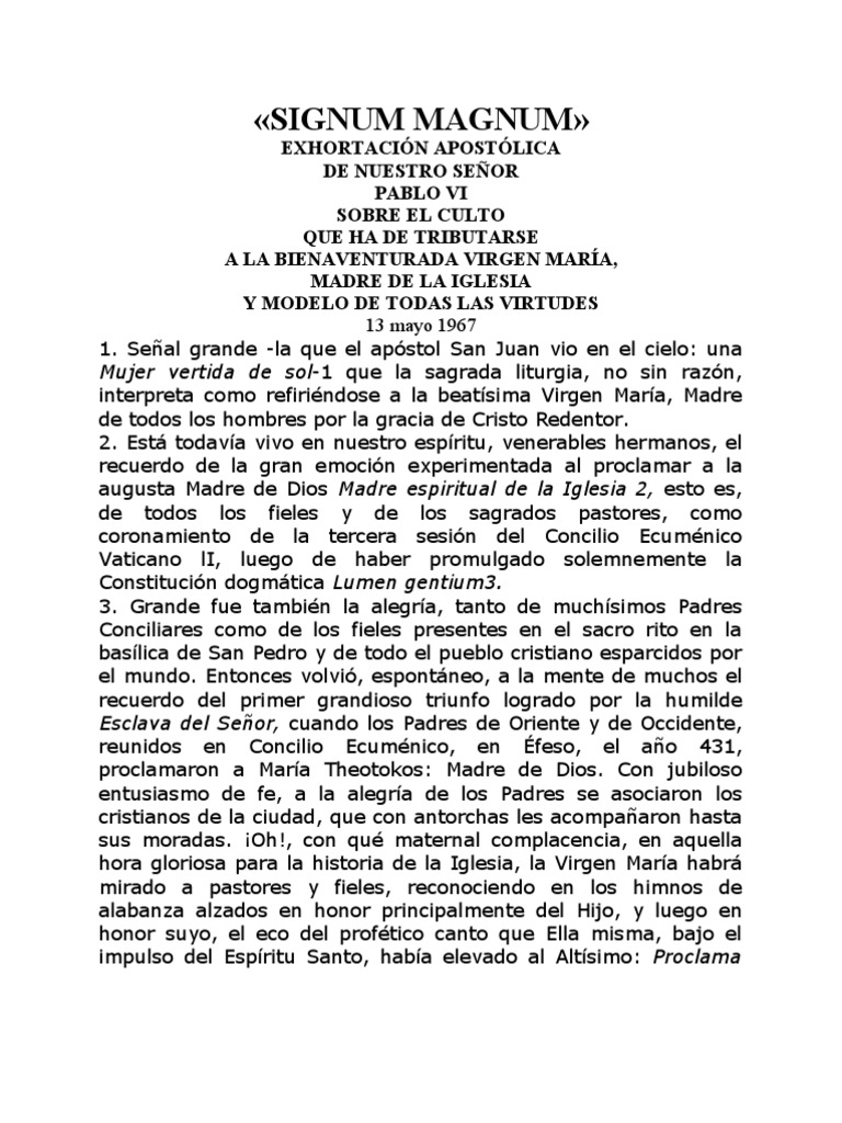 Signum Magnum | PDF | María, madre de Jesús | Cristo (título)