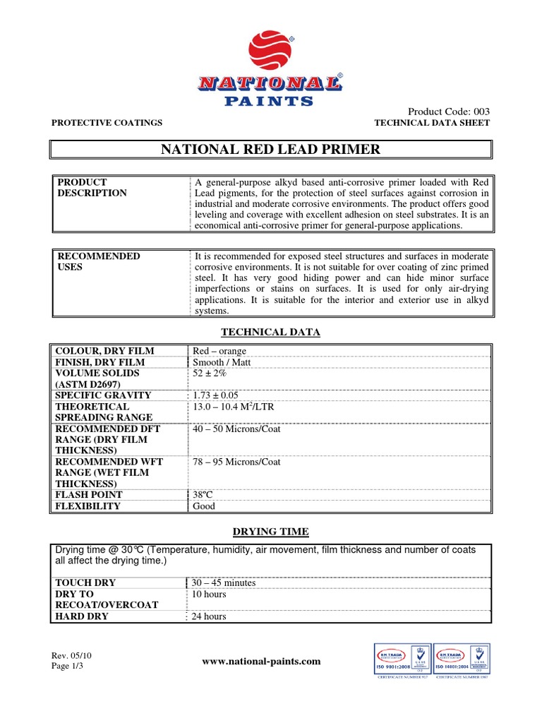 003 - Red Lead Primer PDF | PDF | Corrosion | Industries