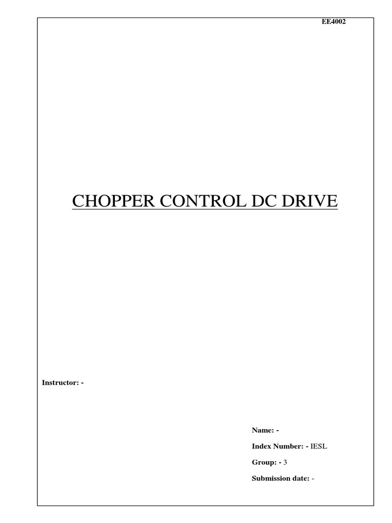 Chopper Control DC Drive | PDF | Classical Mechanics | Physics