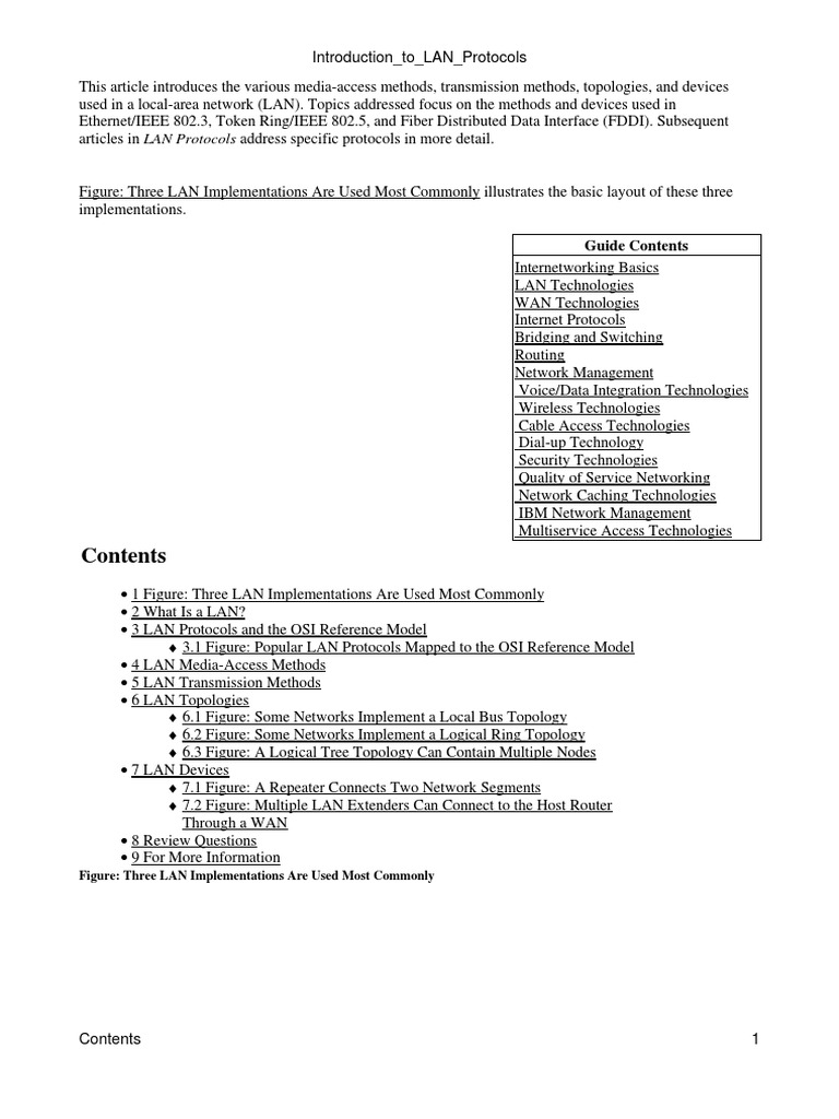 Introduction To LAN Protocols PDF | PDF | Network Topology | Local Area ...