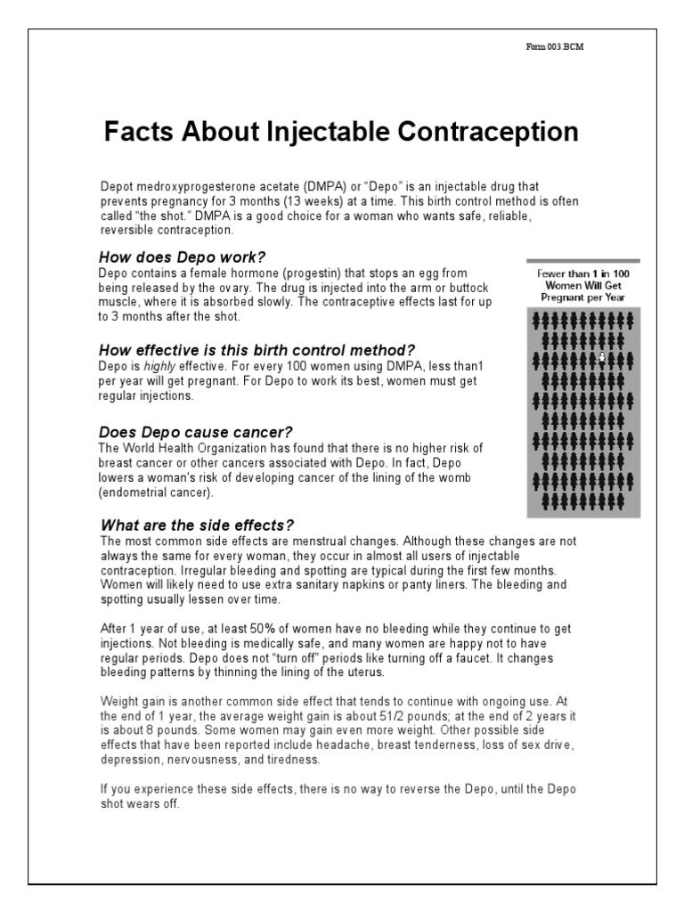 Injectable Contraception: Depo Overview | PDF | Birth Control ...