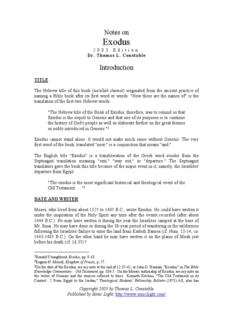 Exodus: Notes On | PDF