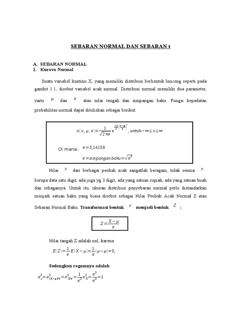 Sebaran Normal & T (Mathen) | PDF
