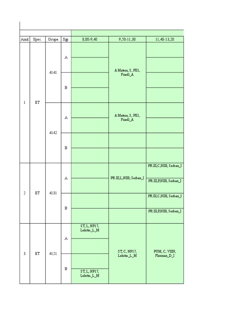 Orar Sem 1 Iesc Rev 8 | PDF