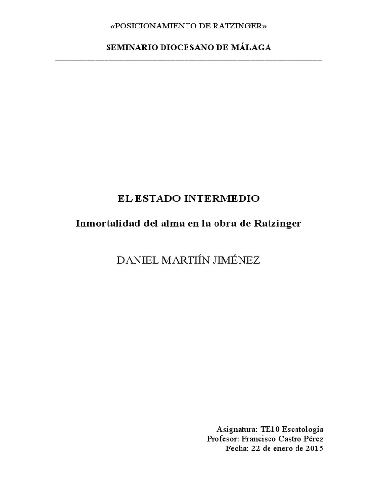 Inmortalidad Vs Resurrección (Estado Intermedio) | PDF | Papa Benedicto ...