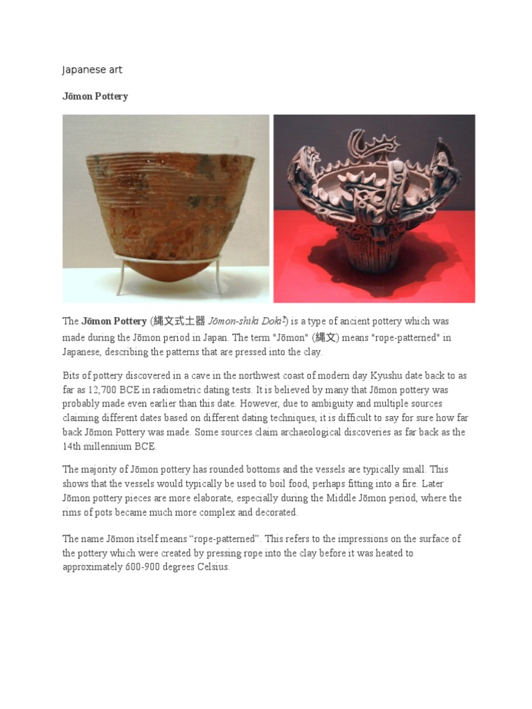 Jōmon Pottery: Japanese Art | PDF | Pottery | Sculpture