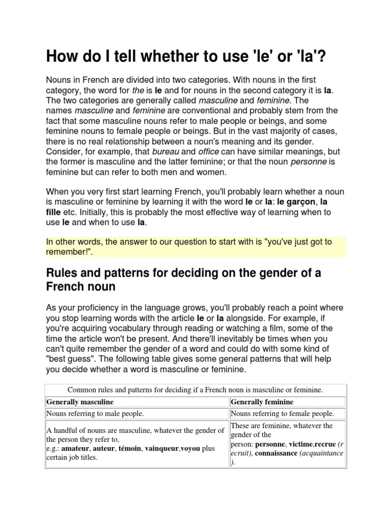 French Gender Rules | PDF | Grammatical Gender | Linguistic Morphology