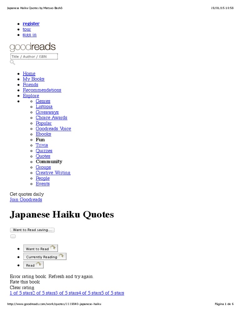 Japanese Haiku Quotes by Matsuo Bashō | PDF | Haiku | Japanese Words ...