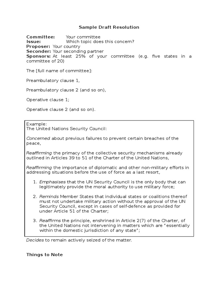 Sample Draft Resolution | PDF | United Nations | International Relations