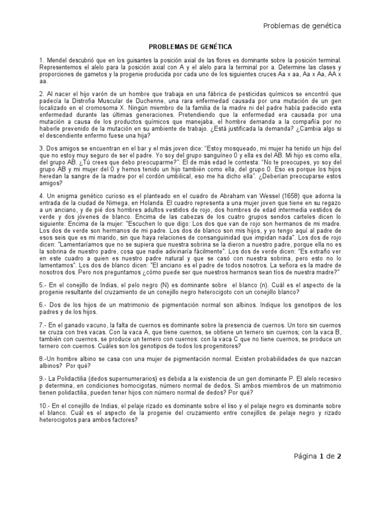 Problemas Gen | PDF | Dominancia (Genética) | Hemofilia