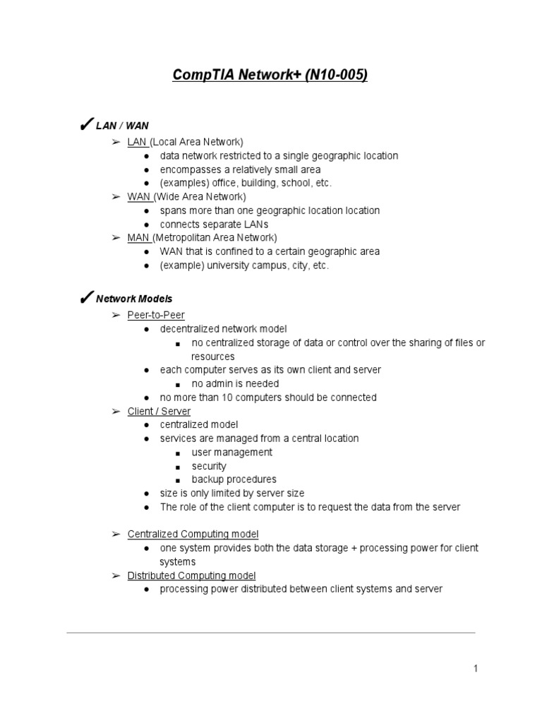 CompTIA Network+ Notes | PDF | Domain Name System | Computer Network