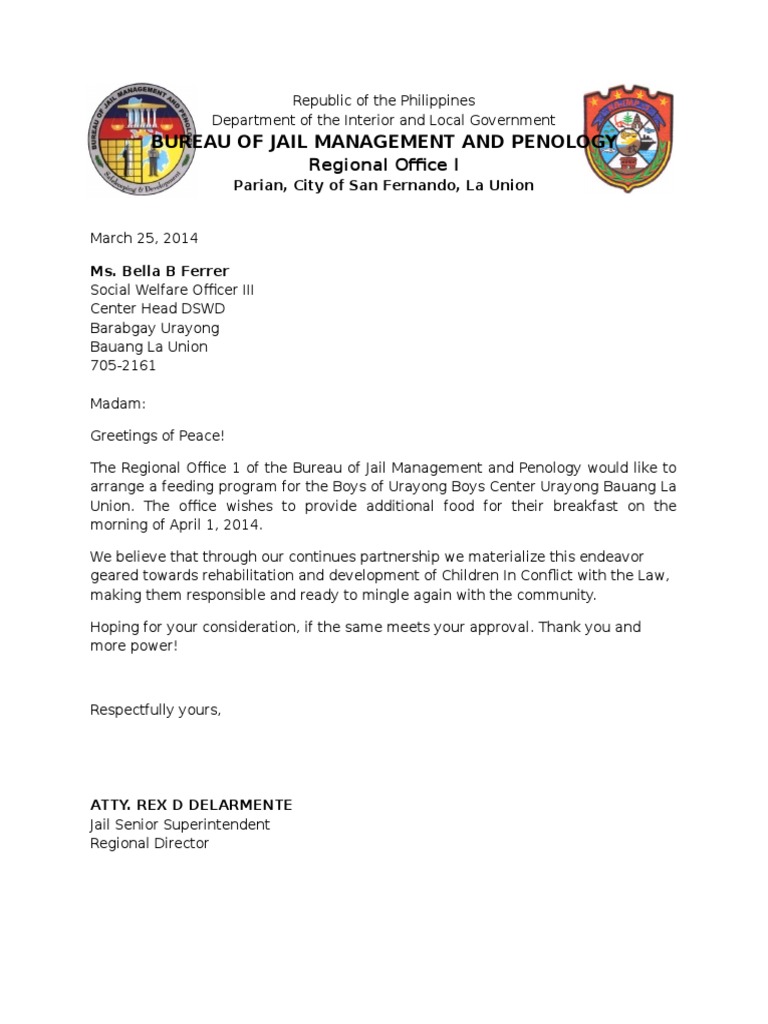 Letter. Feeding Program | PDF | Wellness