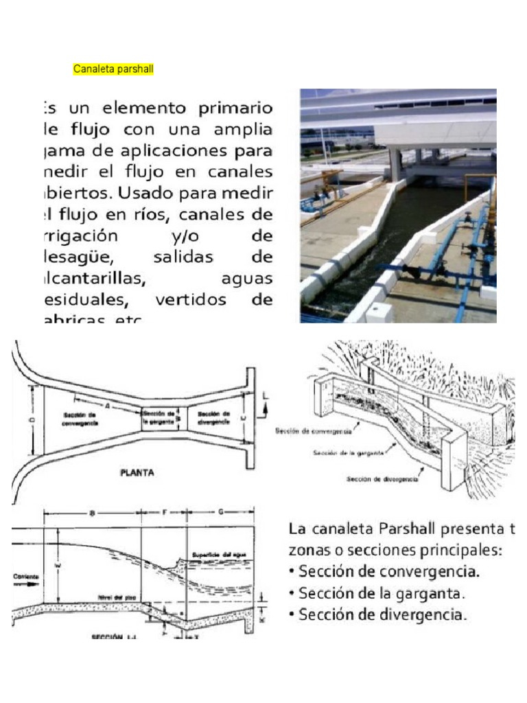 Canal Parshall | PDF | Descarga (hidrología) | Riego
