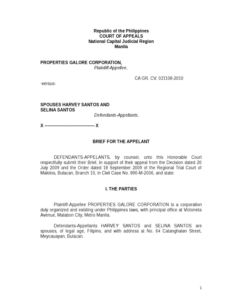 Appellant's Brief | Lawsuit | Foreclosure